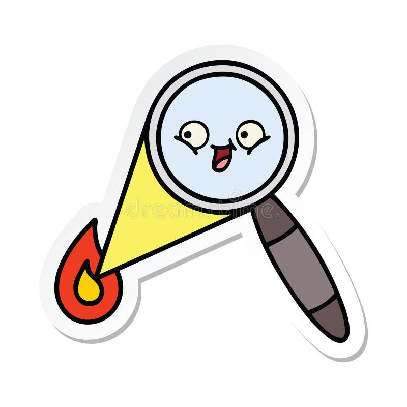 Sticker of a Cute Cartoon Magnifying Glass Stock Vector - Illustration ...