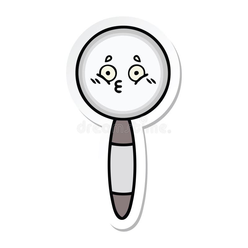 Sticker of a Cute Cartoon Magnifying Glass Stock Vector - Illustration ...