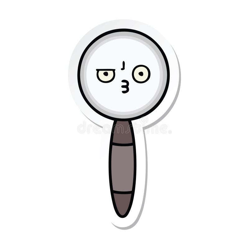 Sticker of a Cute Cartoon Magnifying Glass Stock Vector - Illustration ...