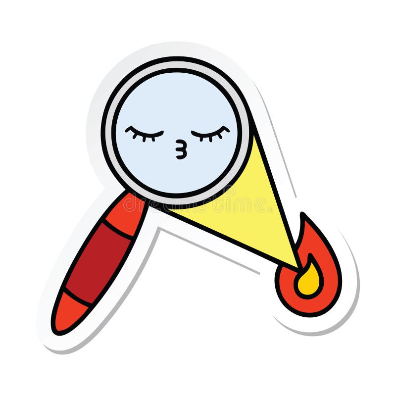 Sticker of a Cute Cartoon Magnifying Glass Stock Vector - Illustration ...