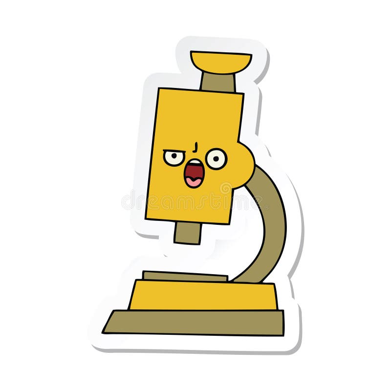 Sticker of a Cute Cartoon Microscope Stock Vector - Illustration of ...