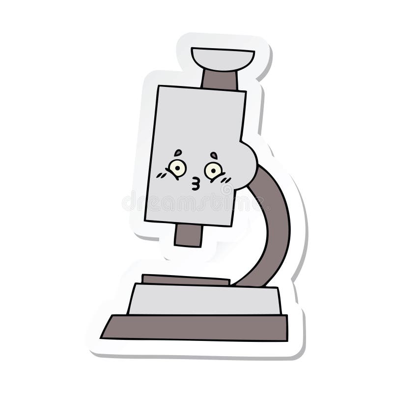 Sticker of a Cute Cartoon Microscope Stock Vector - Illustration of ...
