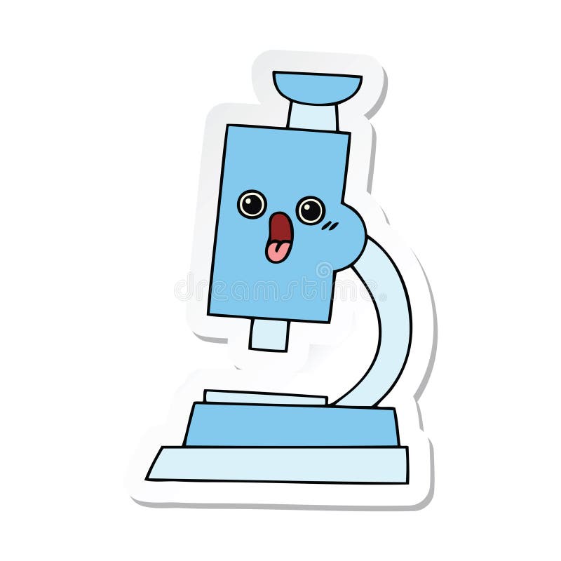 Sticker of a Cute Cartoon Microscope Stock Vector - Illustration of ...