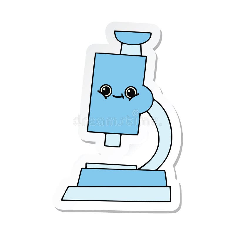 Sticker of a Cute Cartoon Microscope Stock Vector - Illustration of ...