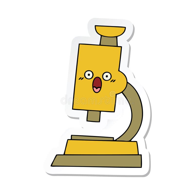 Sticker of a Cute Cartoon Microscope Stock Vector - Illustration of ...