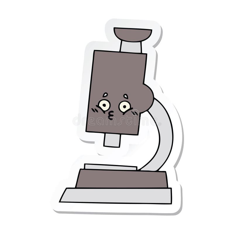 Sticker of a Cute Cartoon Microscope Stock Vector - Illustration of ...