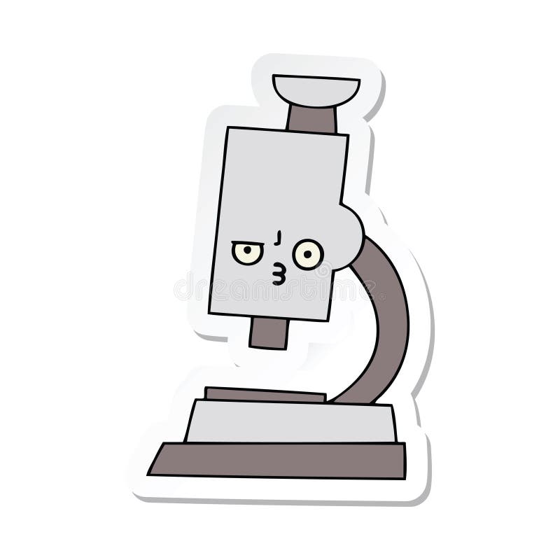 Sticker of a Cute Cartoon Microscope Stock Vector - Illustration of ...