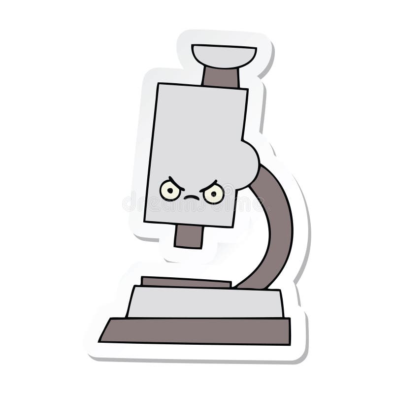 Sticker of a Cute Cartoon Microscope Stock Vector - Illustration of ...