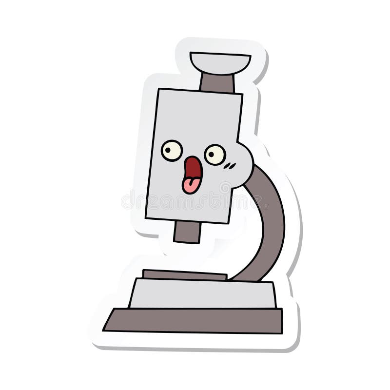 Sticker of a Cute Cartoon Microscope Stock Vector - Illustration of ...