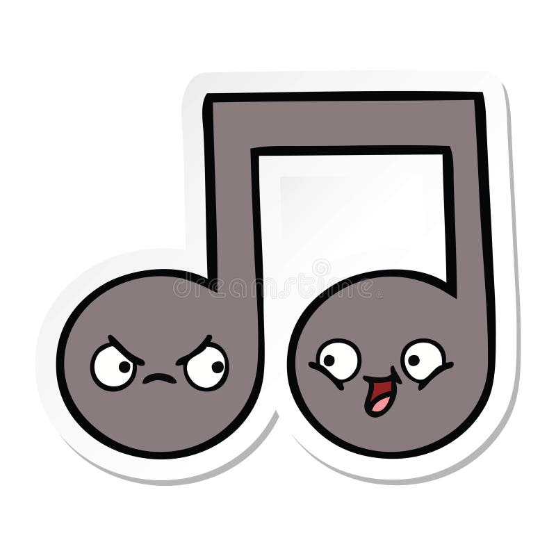 Sticker of a Cute Cartoon Musical Note Stock Vector - Illustration of ...