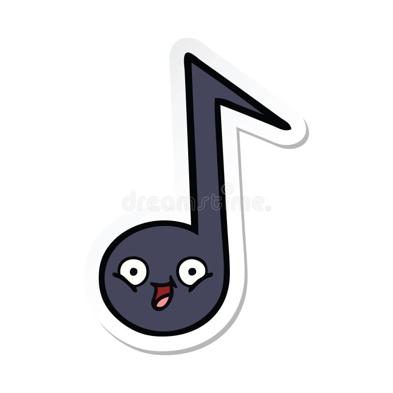 Sticker of a Cute Cartoon Musical Note Stock Vector - Illustration of ...