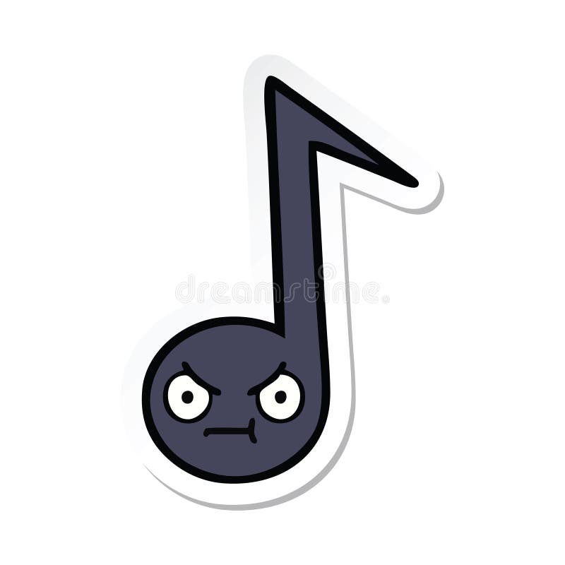 Sticker of a Cute Cartoon Musical Note Stock Vector - Illustration of ...