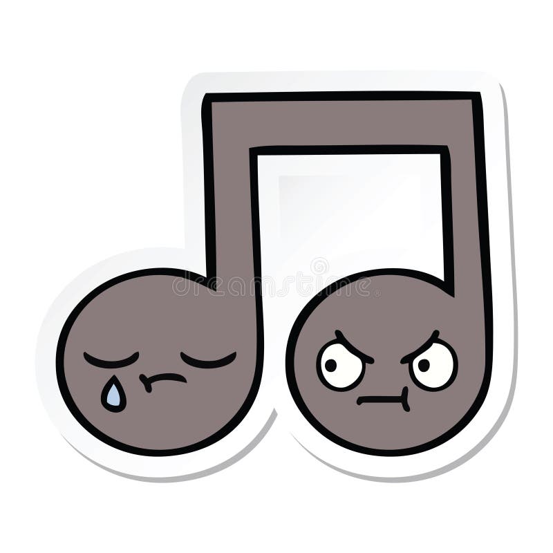 Sticker of a Cute Cartoon Musical Note Stock Vector - Illustration of ...