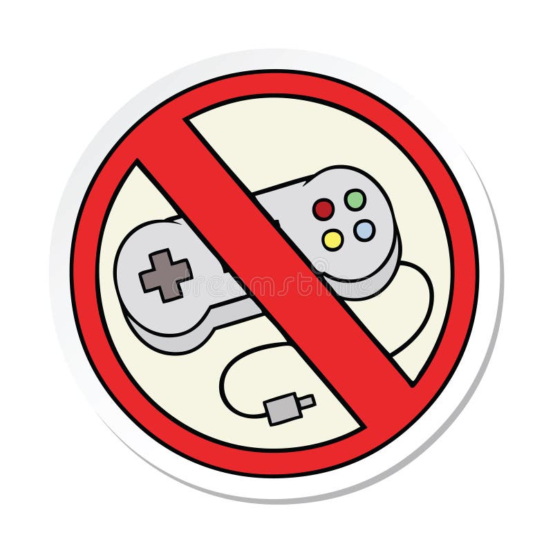 Sticker of a Cute Cartoon No Gaming Allowed Sign Stock Vector ...