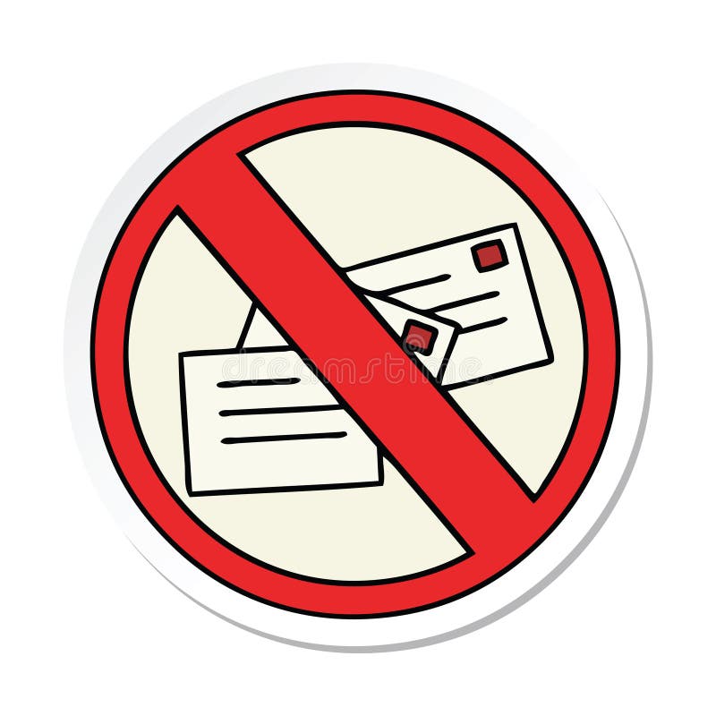 Sticker of a Cute Cartoon No Post Sign Stock Vector - Illustration of ...