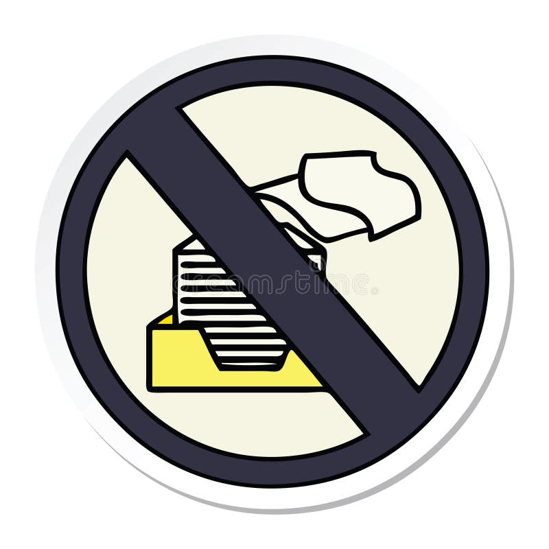 Sticker of a Cute Cartoon Paper Ban Sign Stock Vector - Illustration of ...
