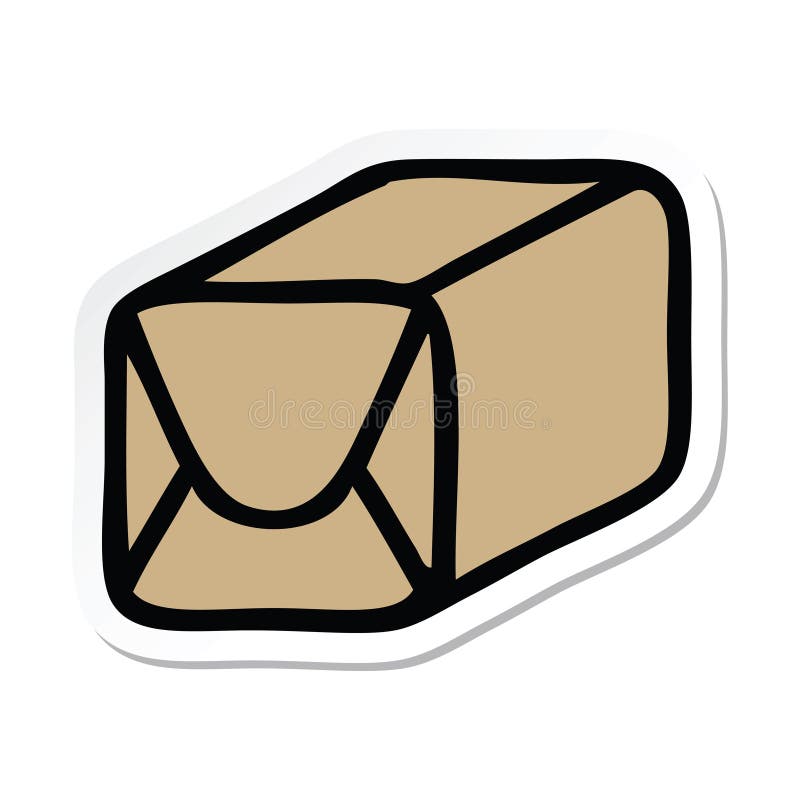 Sticker of a Cute Cartoon Paper Parcel Stock Vector - Illustration of ...