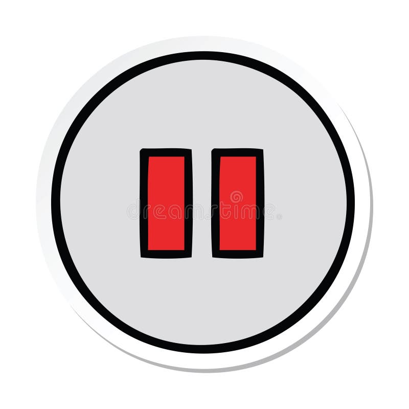 Sticker of a Cute Cartoon Pause Button Stock Vector - Illustration of ...