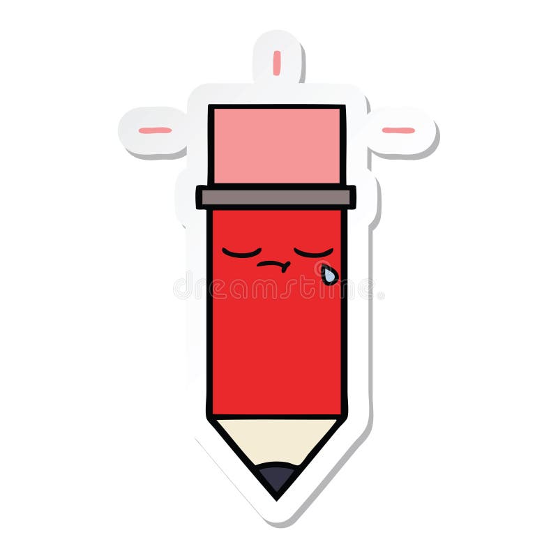 Sticker of a Cute Cartoon Pencil Stock Vector - Illustration of clip ...
