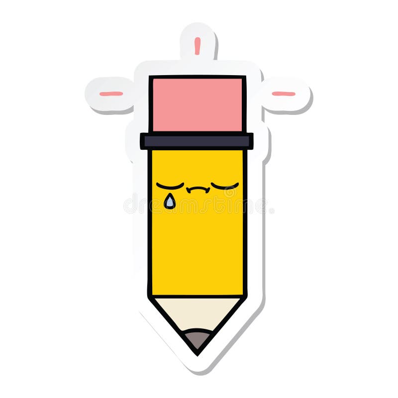 Sticker of a Cute Cartoon Pencil Stock Vector - Illustration of stick ...