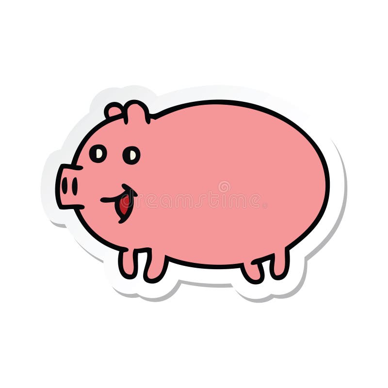 Sticker of a Cute Cartoon Pig Stock Vector - Illustration of quirky ...
