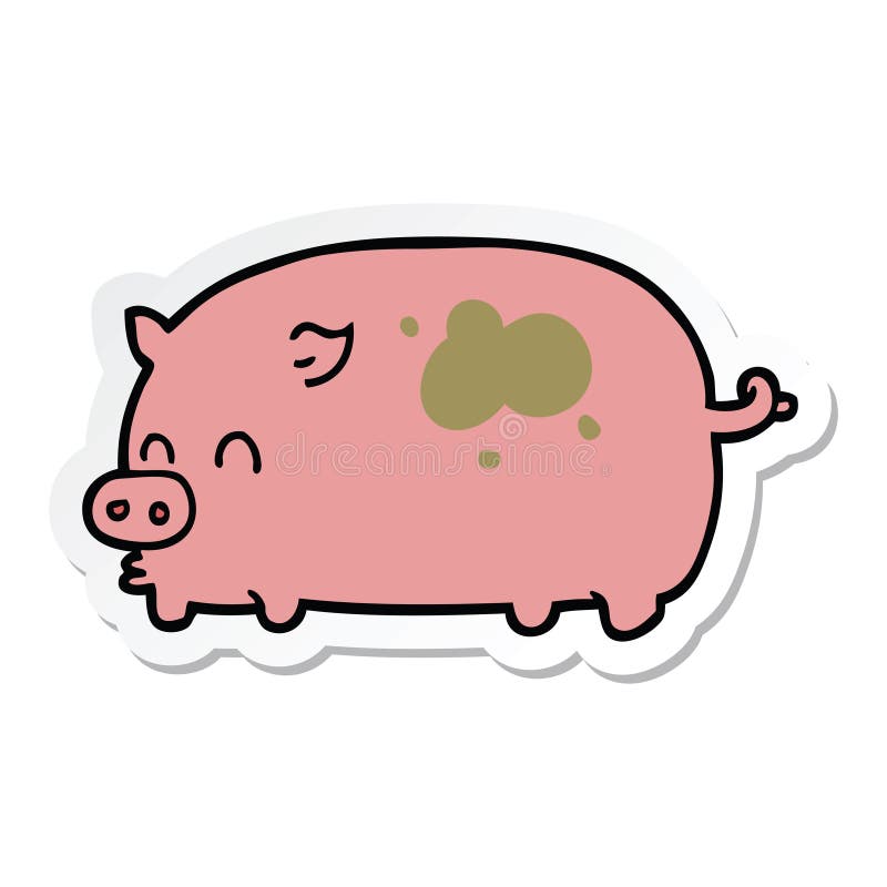 Sticker of a Cute Cartoon Pig Stock Vector - Illustration of cute ...