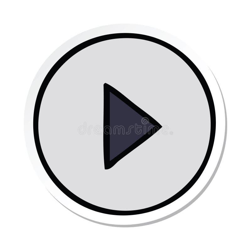 Sticker of a Cute Cartoon Play Button Stock Vector - Illustration of ...