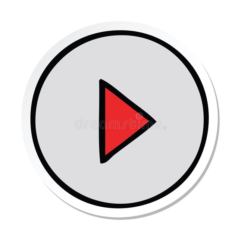 Sticker of a Cute Cartoon Play Button Stock Vector - Illustration of ...