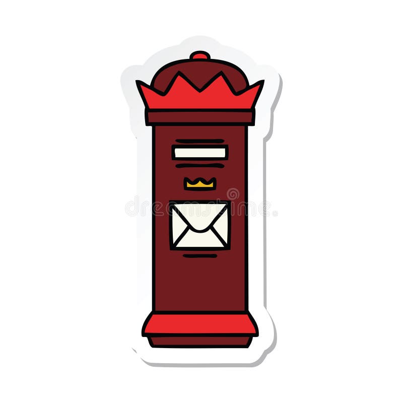 Sticker of a Cute Cartoon Post Box Stock Vector - Illustration of ...