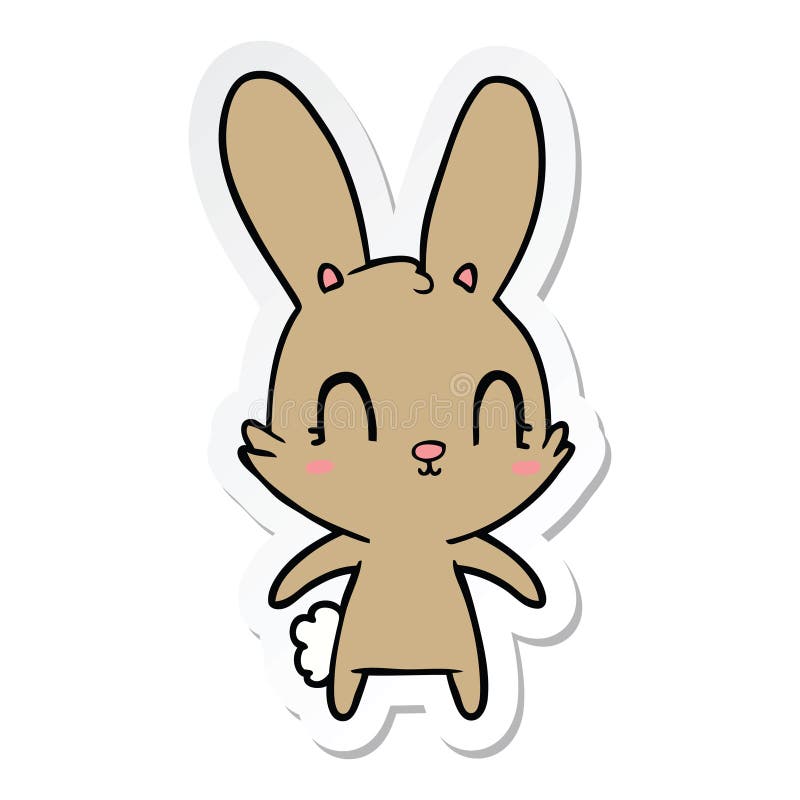 Sticker of a Cute Cartoon Rabbit Stock Vector - Illustration of doodle ...