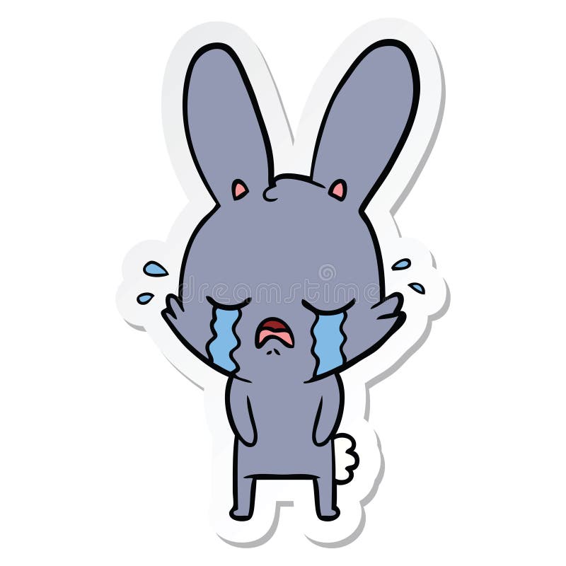 Rabbit Crying Expression Cute Funny Emoji Vector Stock Vector ...