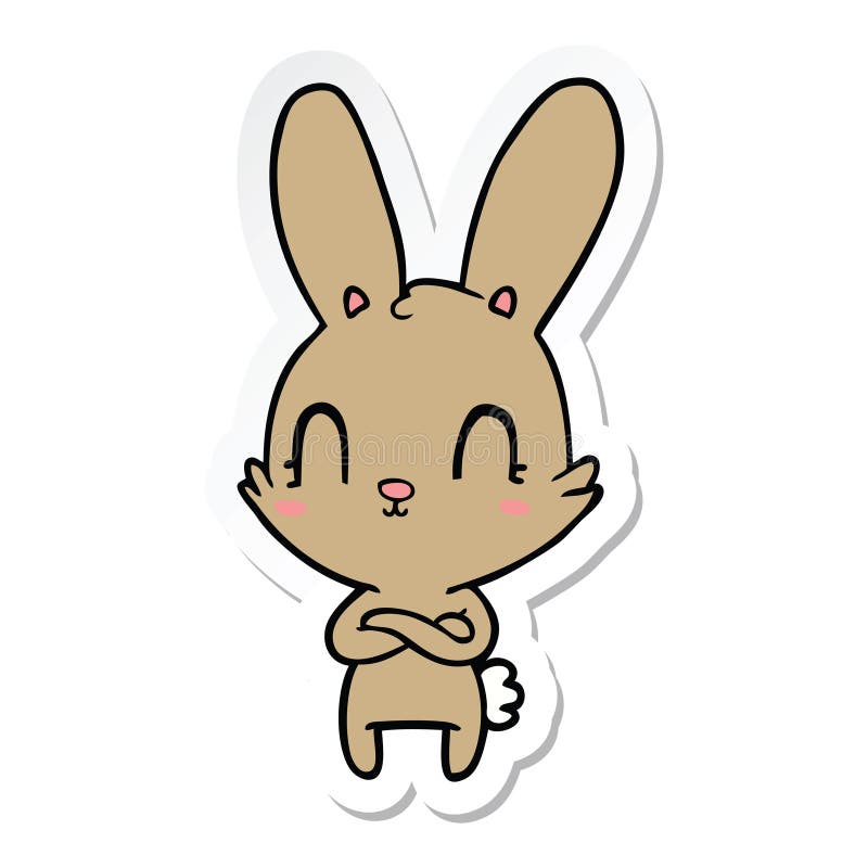 Sticker of a Cute Cartoon Rabbit Stock Vector - Illustration of decal ...