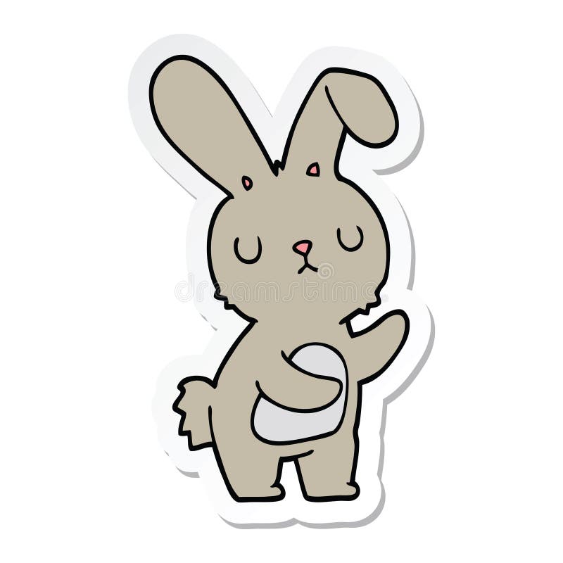 Sticker of a Cute Cartoon Rabbit Stock Vector - Illustration of retro ...