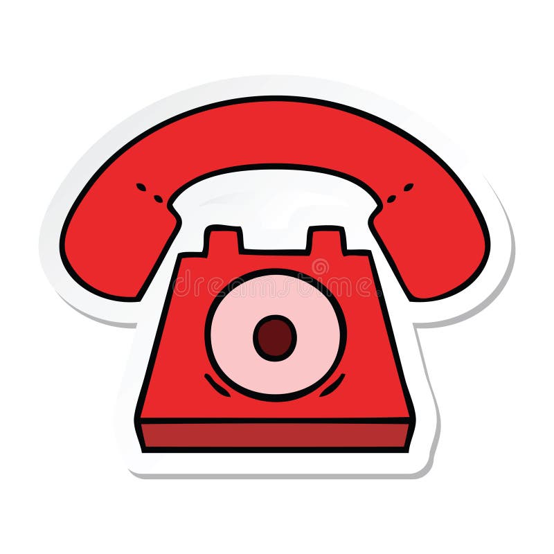 Sticker of a Cute Cartoon Red Telephone Stock Vector - Illustration of ...