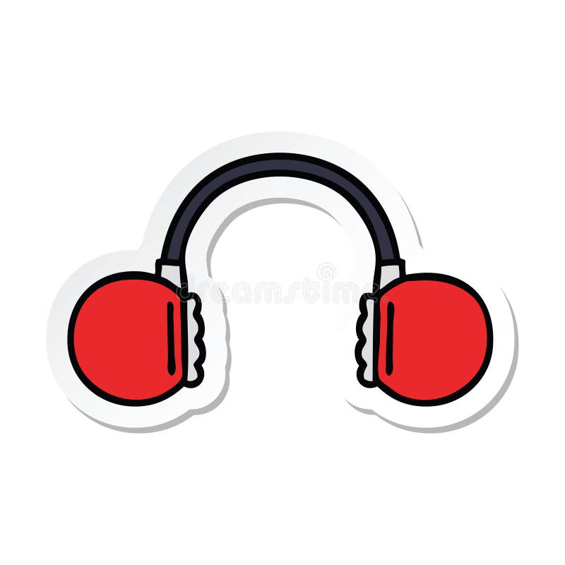 Sticker of a Cute Cartoon Retro Headset Stock Vector - Illustration of ...