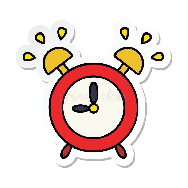 Ringing Alarm Clock Cute Illustration Retro Freehand Free Hand Drawing ...