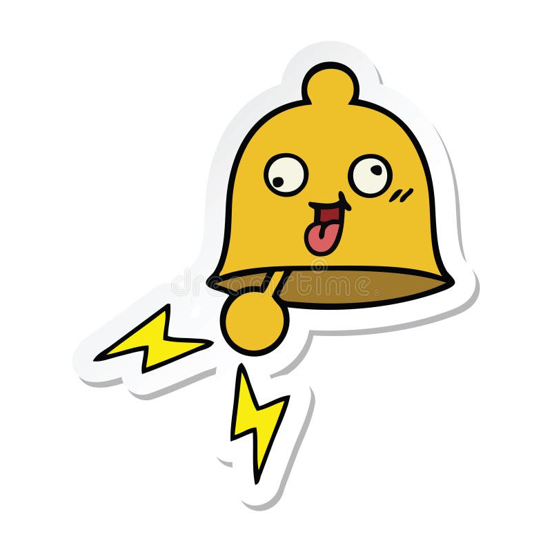 Sticker of a Cute Cartoon Ringing Bell Stock Vector - Illustration of ...