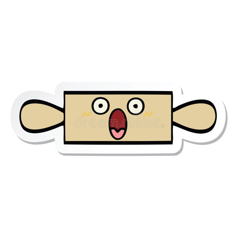 Sticker of a Cute Cartoon Rolling Pin Stock Vector - Illustration of ...