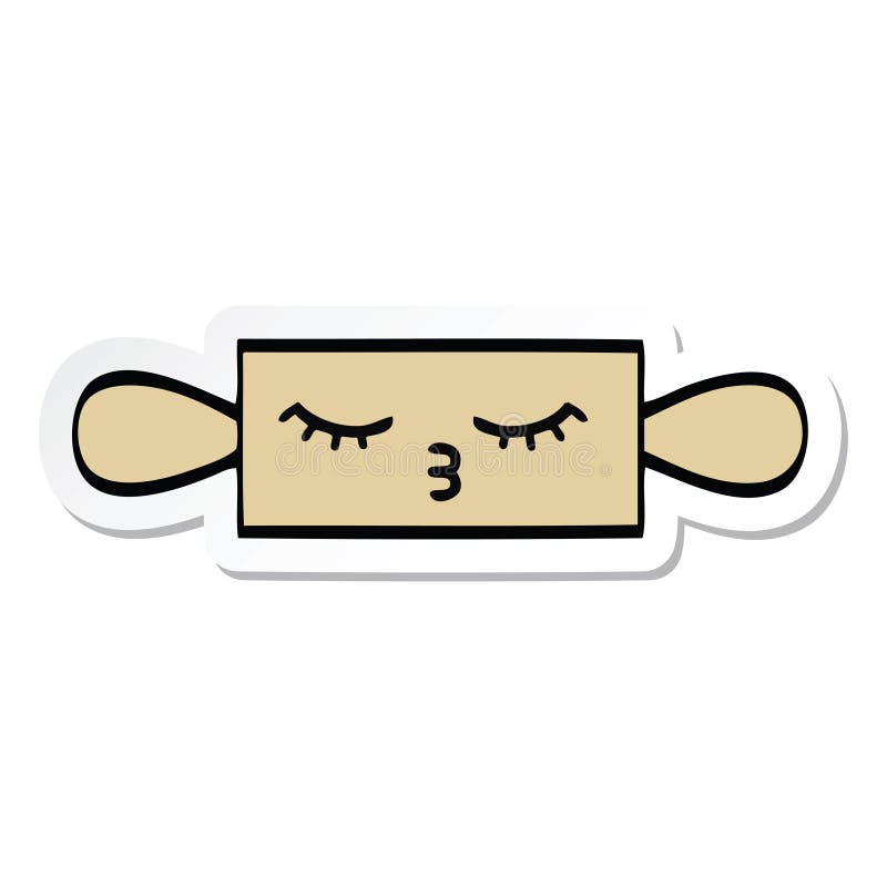 Sticker of a Cute Cartoon Rolling Pin Stock Vector - Illustration of ...