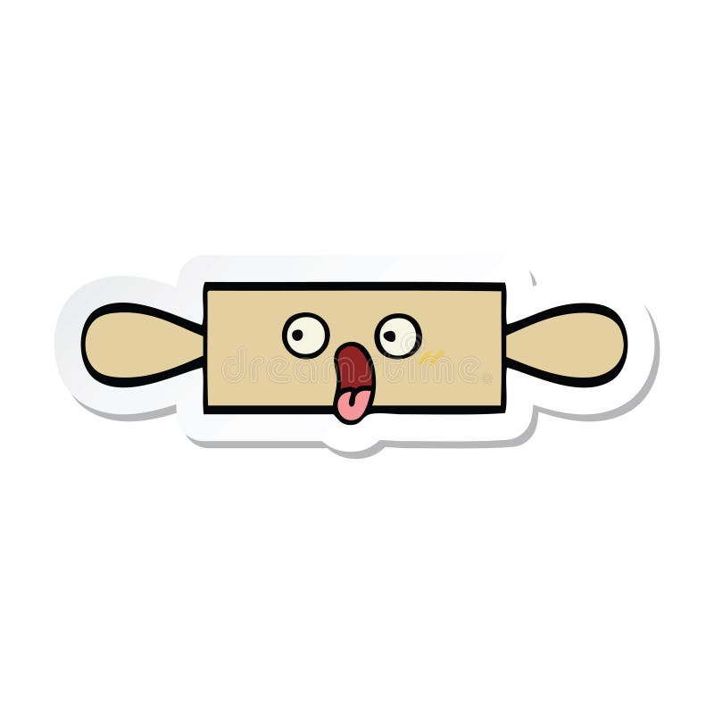 Sticker of a Cute Cartoon Rolling Pin Stock Vector - Illustration of ...