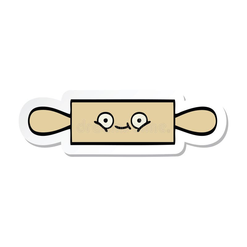 Sticker of a Cute Cartoon Rolling Pin Stock Vector - Illustration of ...