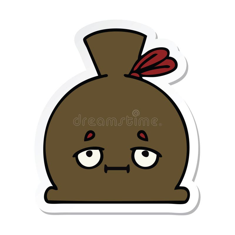 Sticker of a Cute Cartoon Sack Stock Vector - Illustration of cute ...