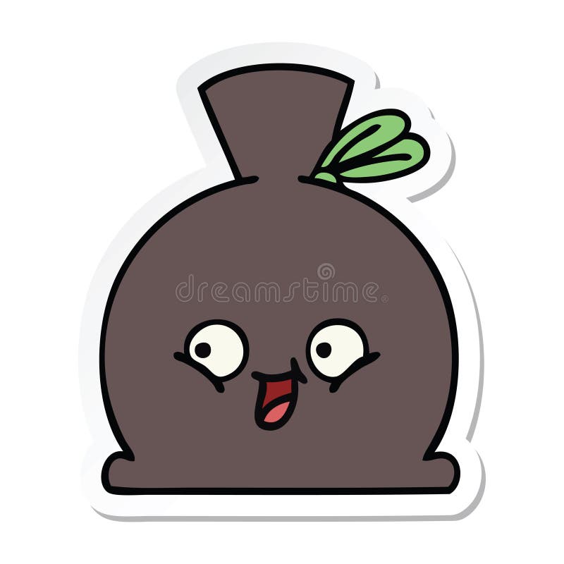 Sticker of a Cute Cartoon Sack Stock Vector - Illustration of drawing ...