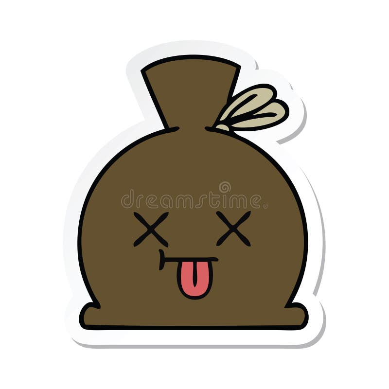 Sticker of a Cute Cartoon Sack Stock Vector - Illustration of retro ...
