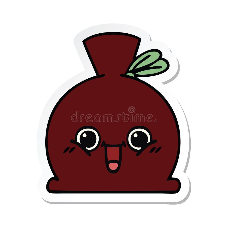 Sticker of a Cute Cartoon Sack Stock Vector - Illustration of stick ...