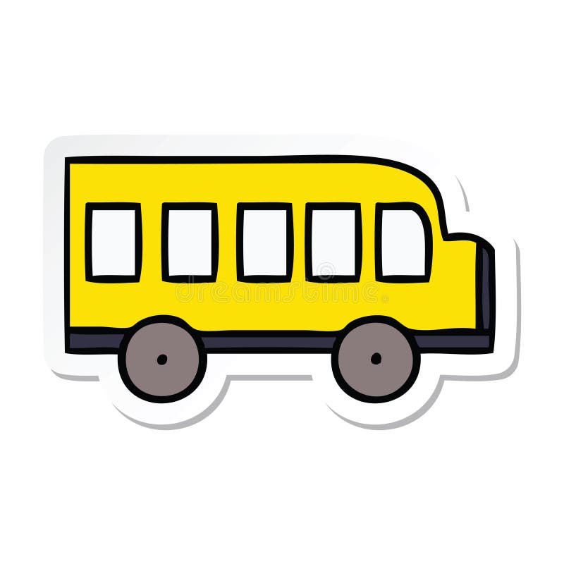 Sticker of a Cute Cartoon School Bus Stock Vector - Illustration of ...