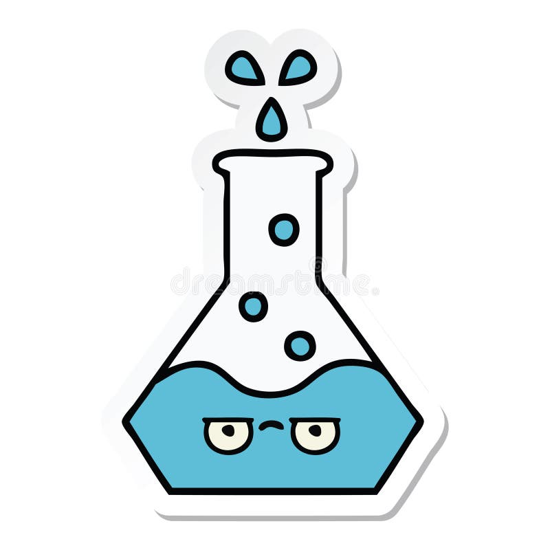 Sticker of a Cute Cartoon Science Beaker Stock Vector - Illustration of ...