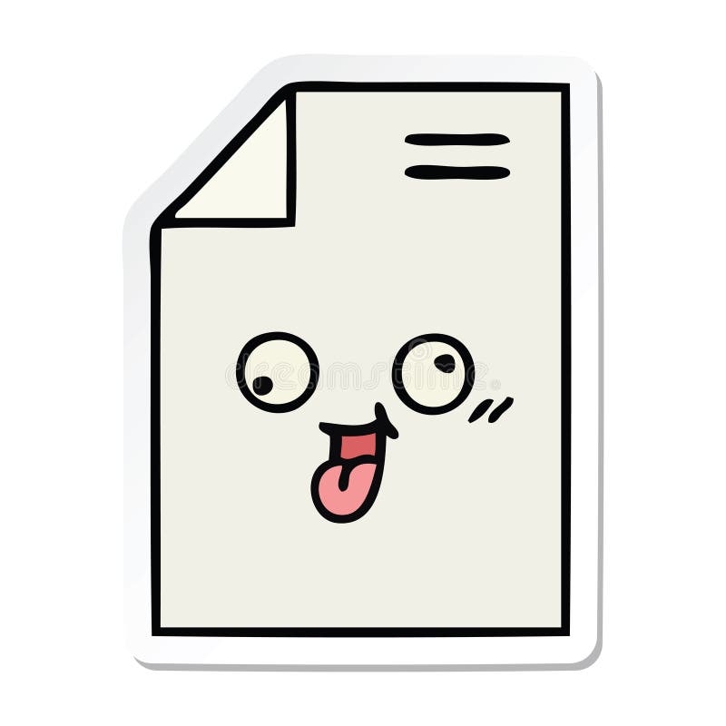 Sticker of a Cute Cartoon Sheet of Paper Stock Vector - Illustration of ...