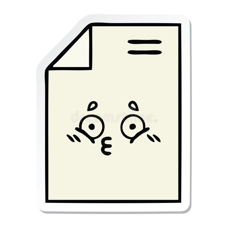 Sticker of a Cute Cartoon Sheet of Paper Stock Vector - Illustration of ...