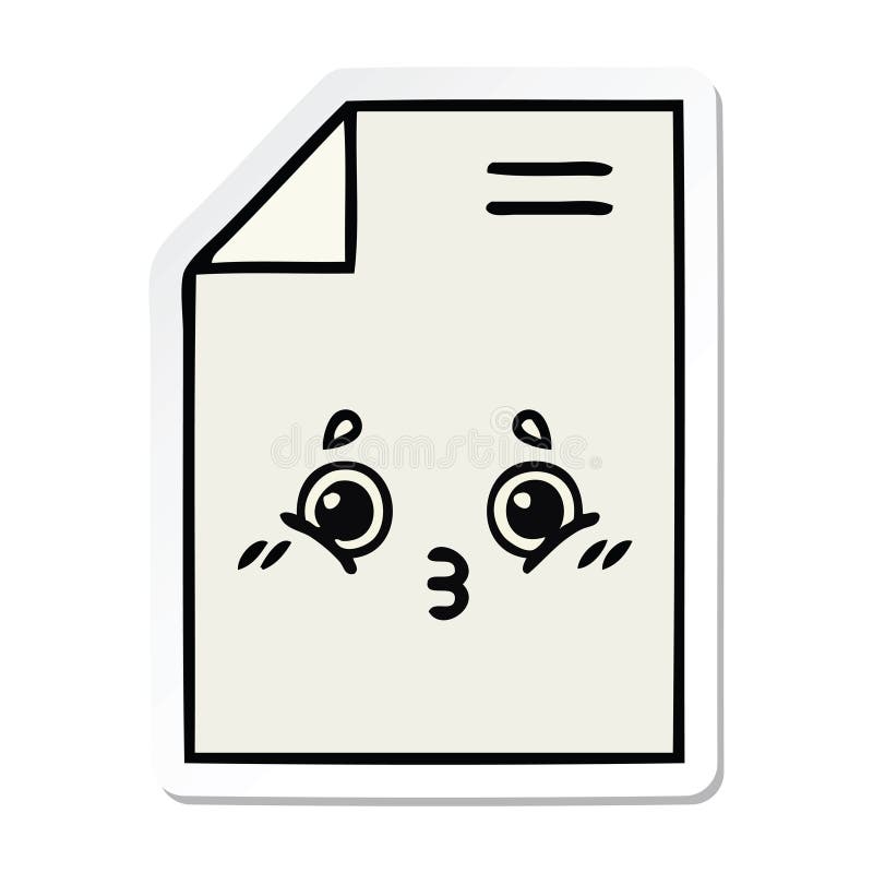 Sticker of a Cute Cartoon Sheet of Paper Stock Vector - Illustration of ...